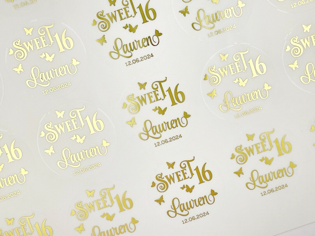 Sweet Sixteen Stickers, Sweet 16 Tags, My Sweet 16 Labels, Foil ...