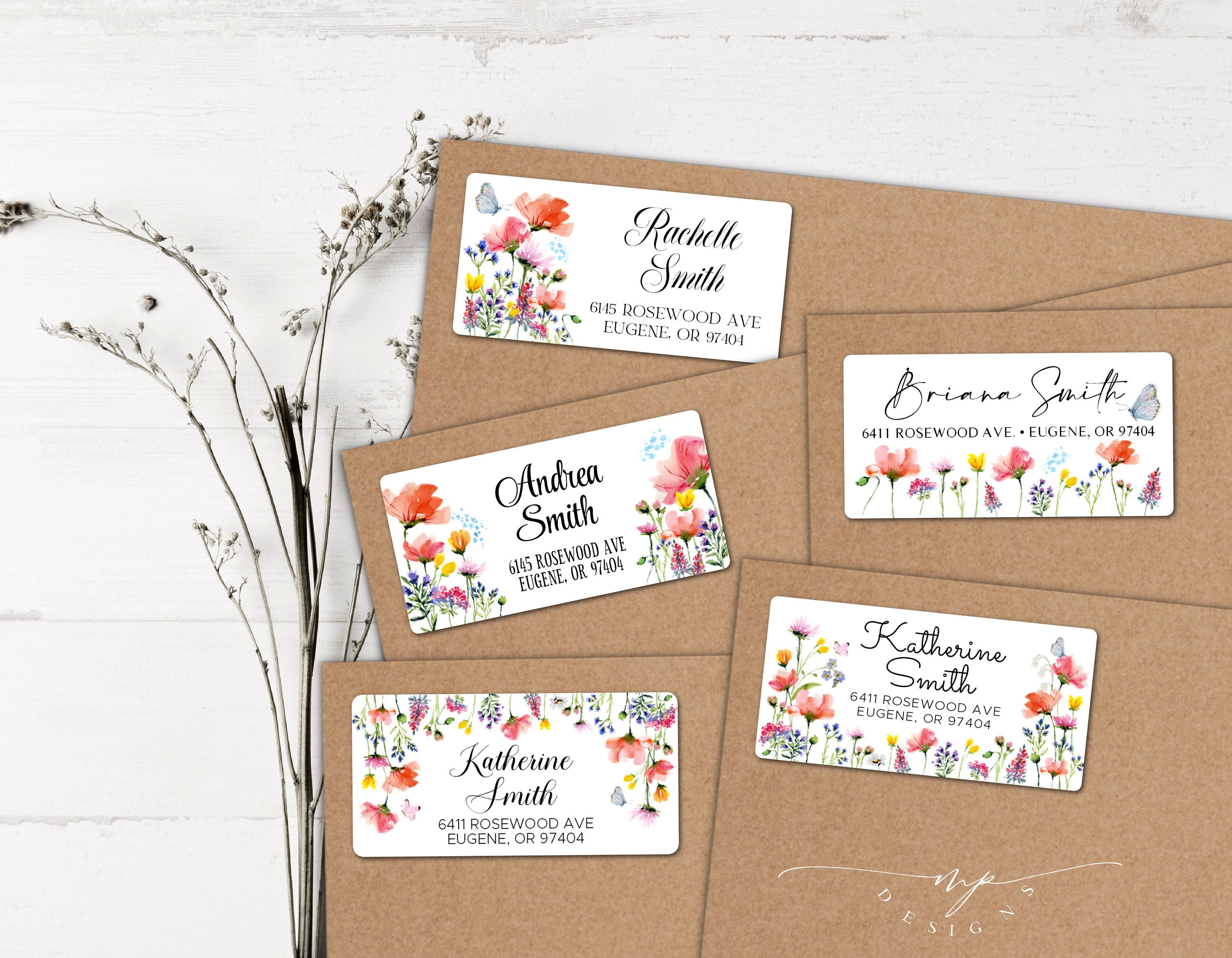 Wild Flowers Address Labels Floral Address Labels Puppies - Etsy