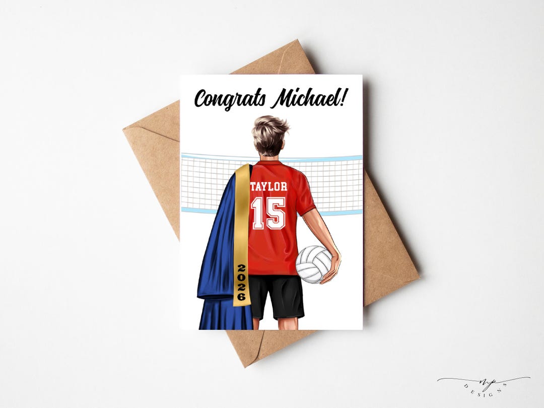 Volleyball Senior Night Card for Boys, Graduation Gift for Class of ...