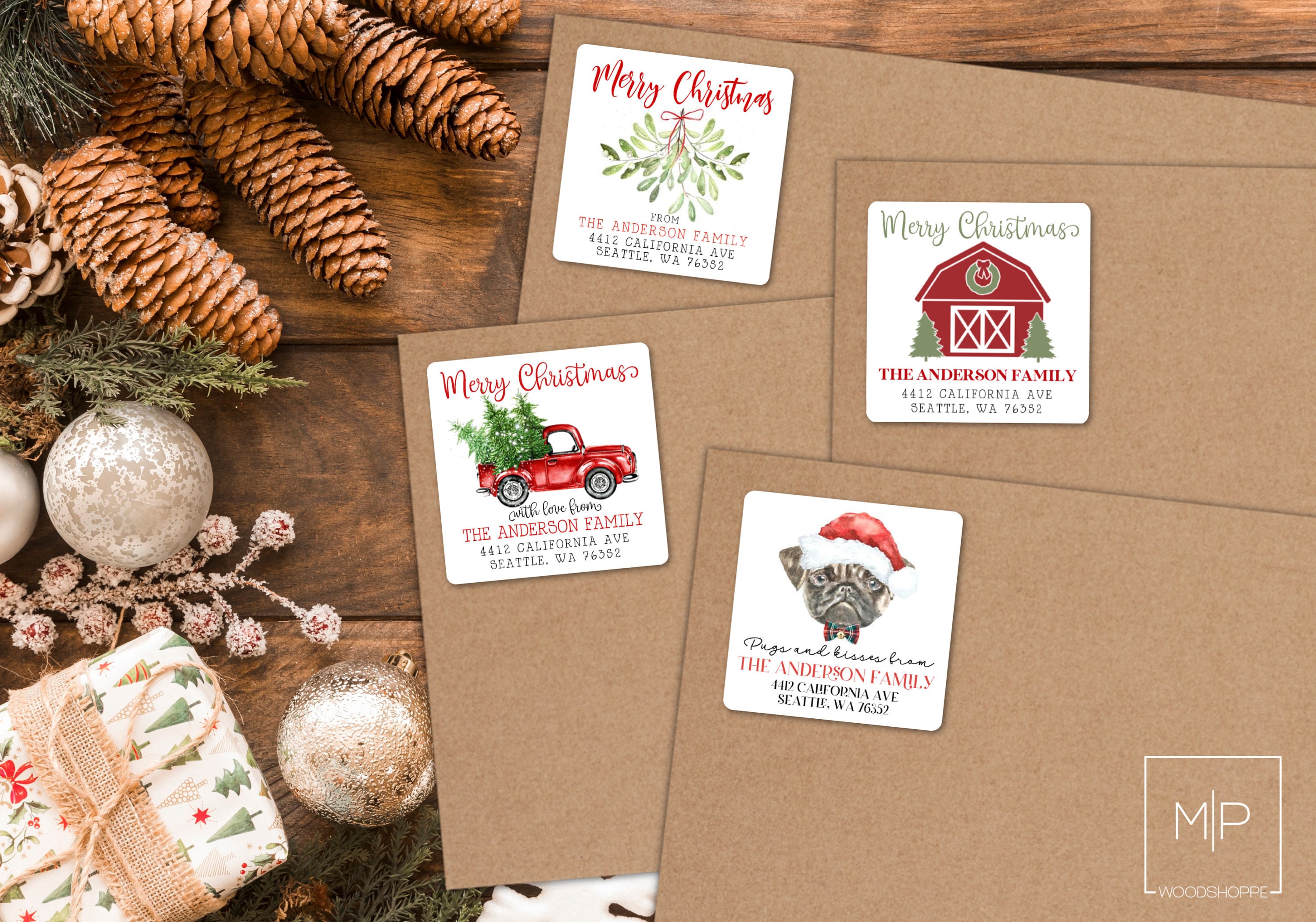Christmas Return Address Labels • Poinsettia Holiday Stickers - Etsy