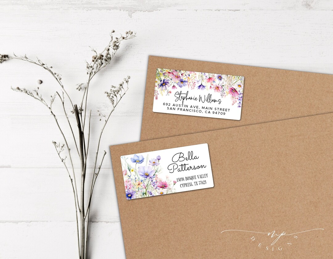 Spring Flowers Address Labels, Personalized Wild Flowers Address Labels ...