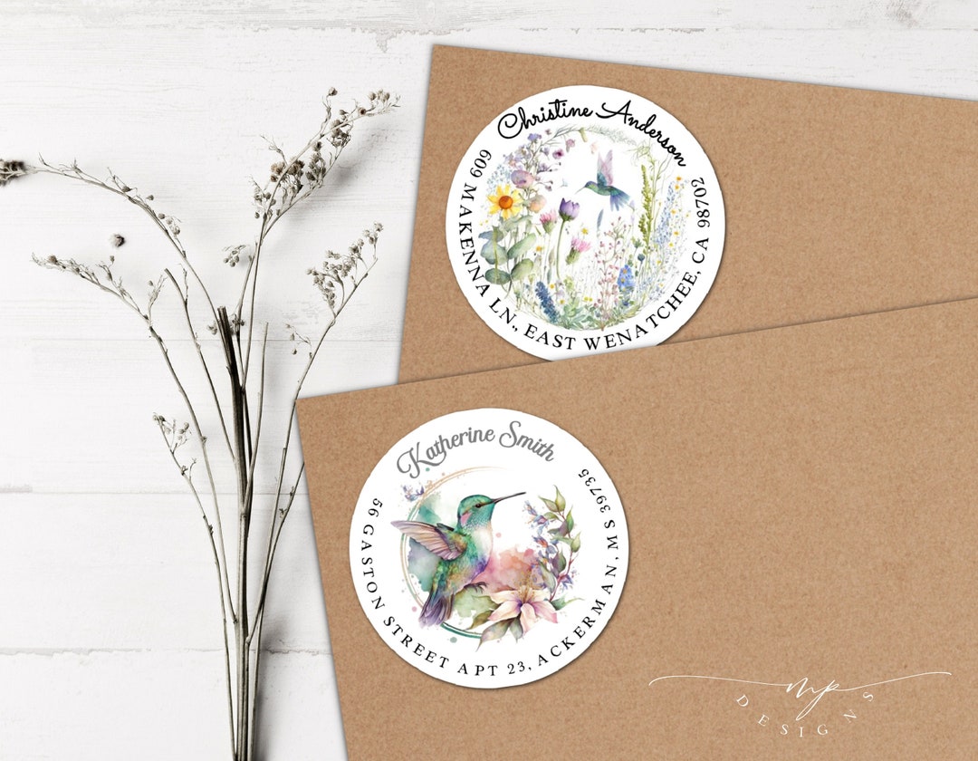 Hummingbird Return Address Labels, Wild Flowers With Hummingbird ...