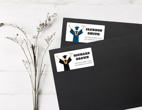 Graduation return address labels for boys graduation | Etsy