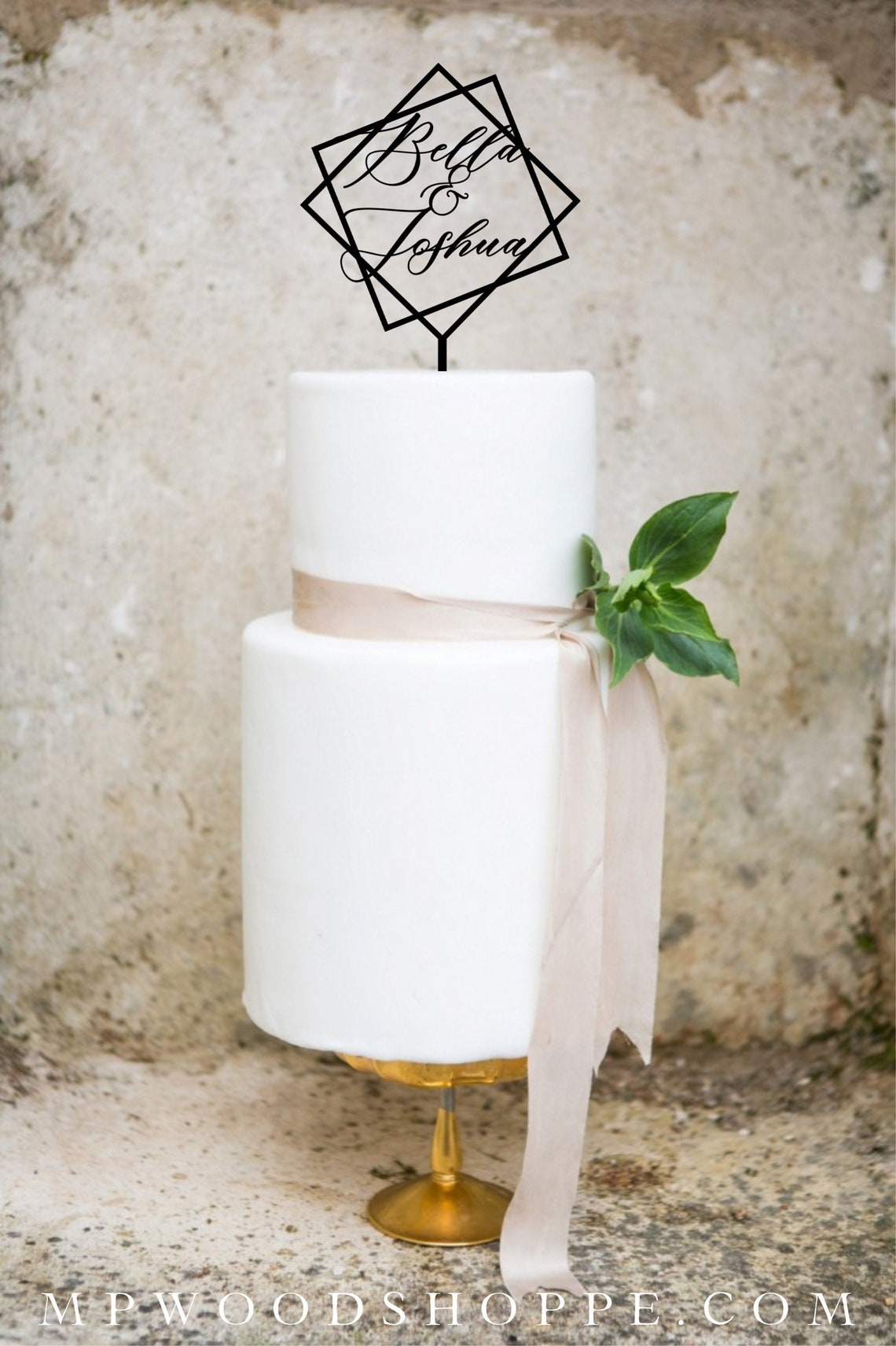 Modern Cake Topper for Wedding or Engagement Party With Geometric Frame ...