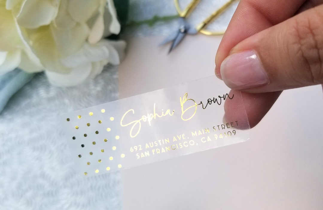 Mailing Labels With Gold Foil Print • Polka Dots Return Address Labels ...