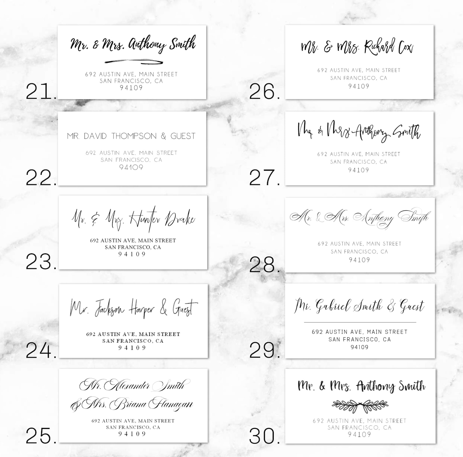 Guests Address Labels Recipients Address Labels Mailing | Etsy