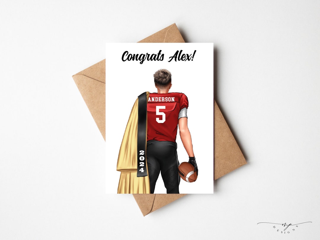 Custom Card for Football Player Class of 2024, Senior Football Night ...