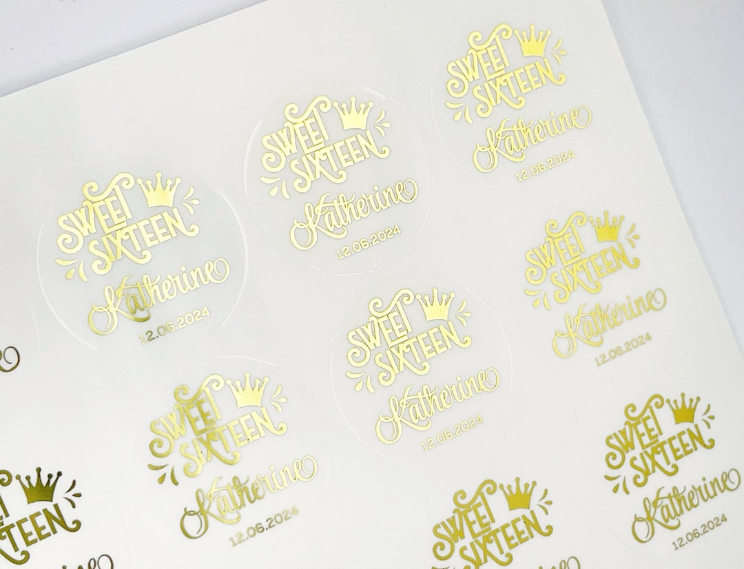 Sweet Sixteen Stickers, Sweet 16 Tags, My Sweet 16 Labels, Foil ...