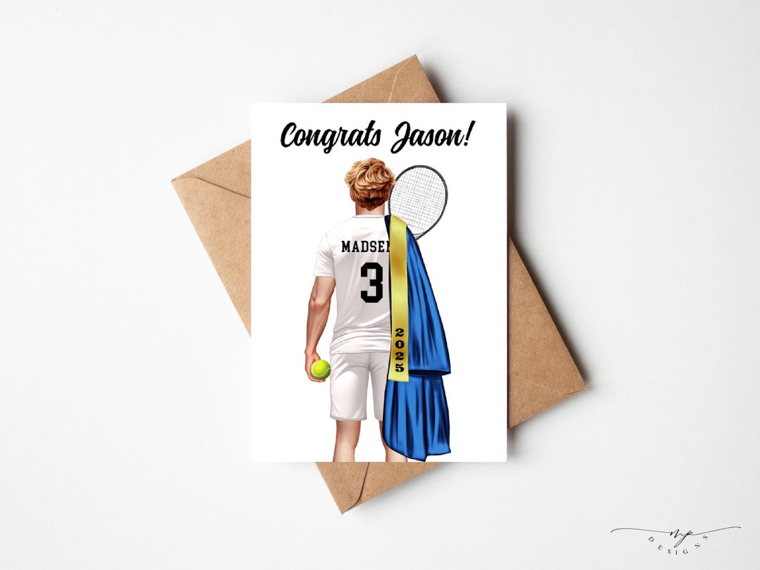 Personalized Tennis Senior Night Card for Male Player, Class of 2026 ...