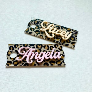 Leopard Print Name Tag, Stanley Tumbler Topper - Etsy