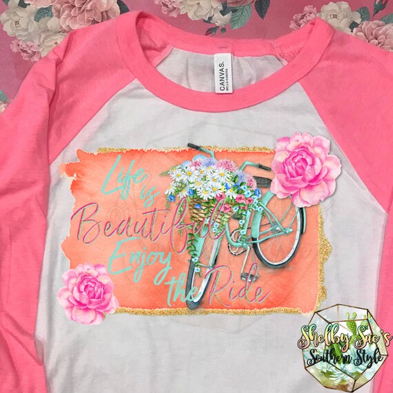 Life is Beautiful Enjoy the Ride Vintage Bicycle Raglan | Etsy