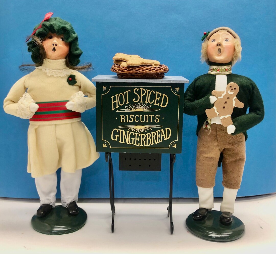 Set of Two Byers' Choice Carolers Hot Spiced Biscuits Gingerbread Boy ...