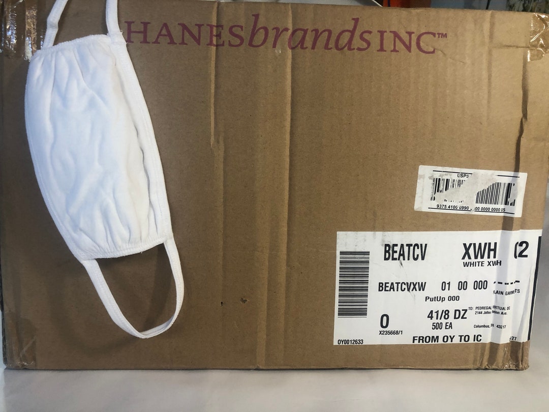 Case of 500 Plain White Face Masks 100% Cotton Printable New - Etsy