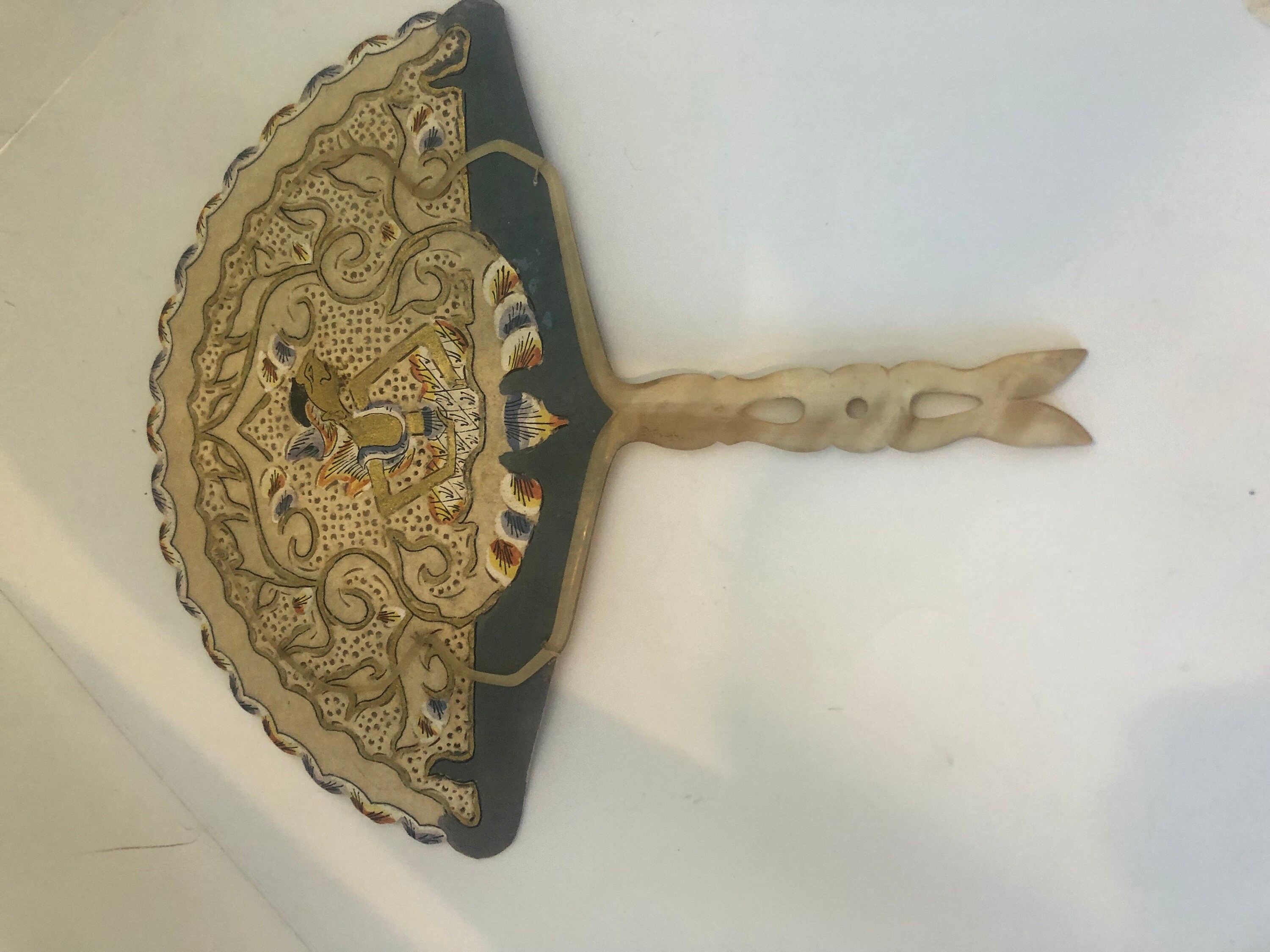 Antique Buffalo Hide and Carved Horn Fan Made in Java - Etsy