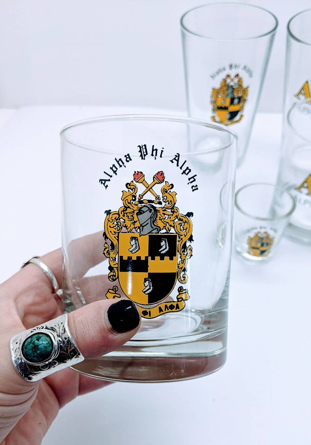 Vtg Alpha Phi Alpha Fraternity/sorority Barware/drinkware, Alpha Phi ...