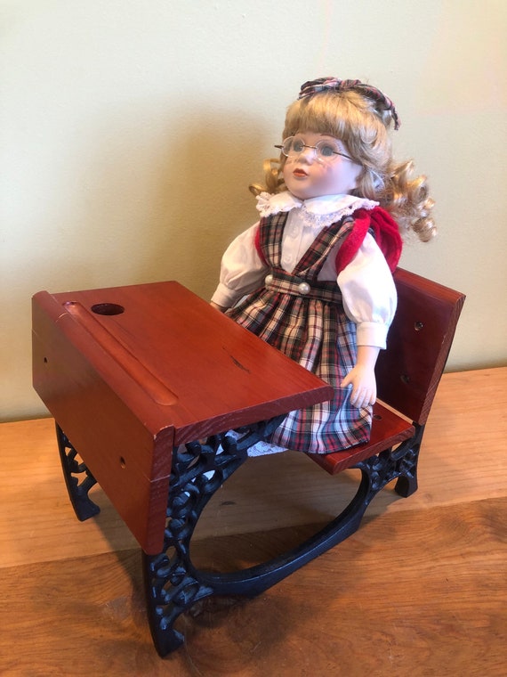Play School With This 14 Porcelain Doll and Cast Iron Desk Vintage Early 2000s in Great Shape Fun Pretend Play for Kids Etsy Canada