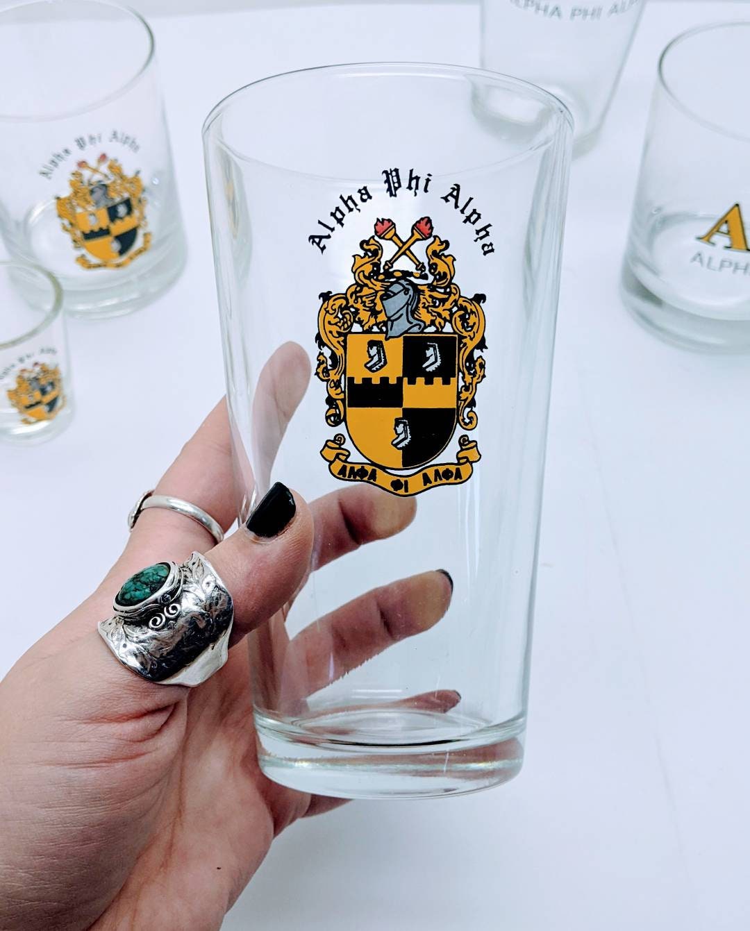 Vtg Alpha Phi Alpha Fraternity/sorority Barware/drinkware, Alpha Phi ...
