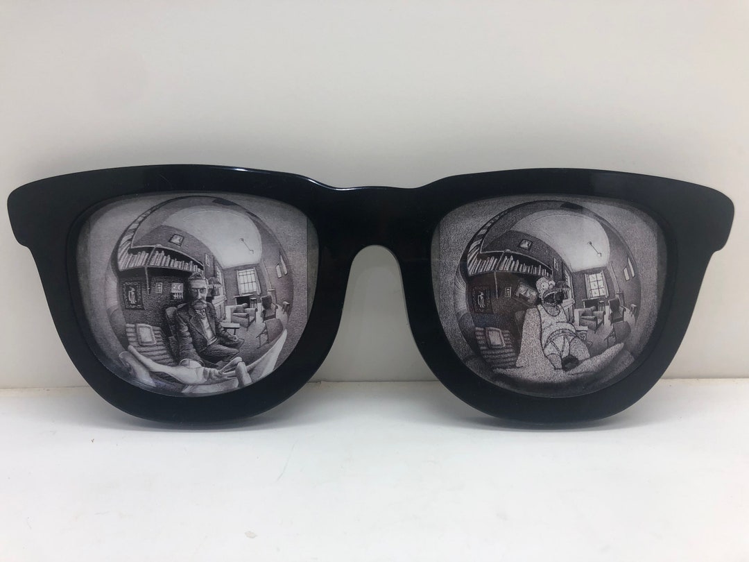 Whimsical M. C. Escher Framed Art hand With Reflecting Sphere & Homer ...