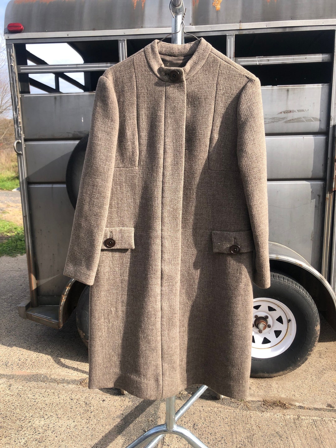 Vintage Wool Fully Lined Coat Dress Austere Beige Tan Mushroom Work ...