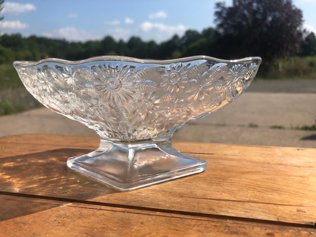 Set of 8 Indiana Glass Depression Glass Diamond Shaped Footed Compote ...