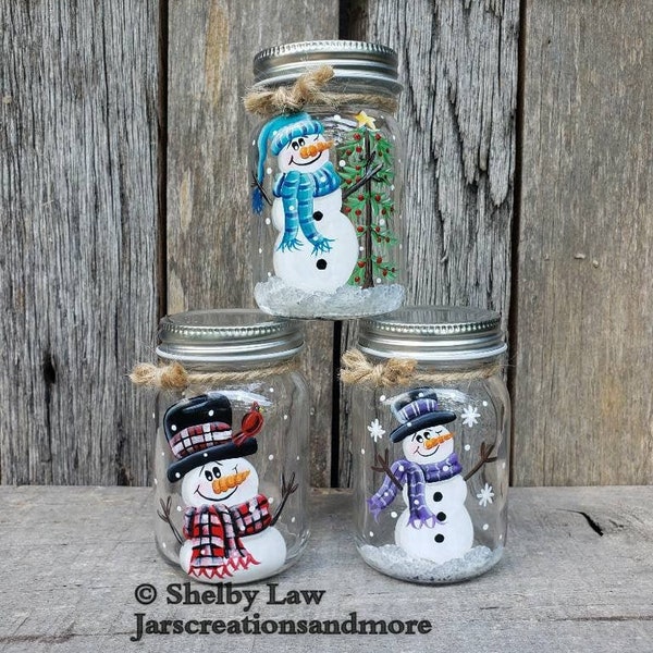 Snowman Jar - Etsy