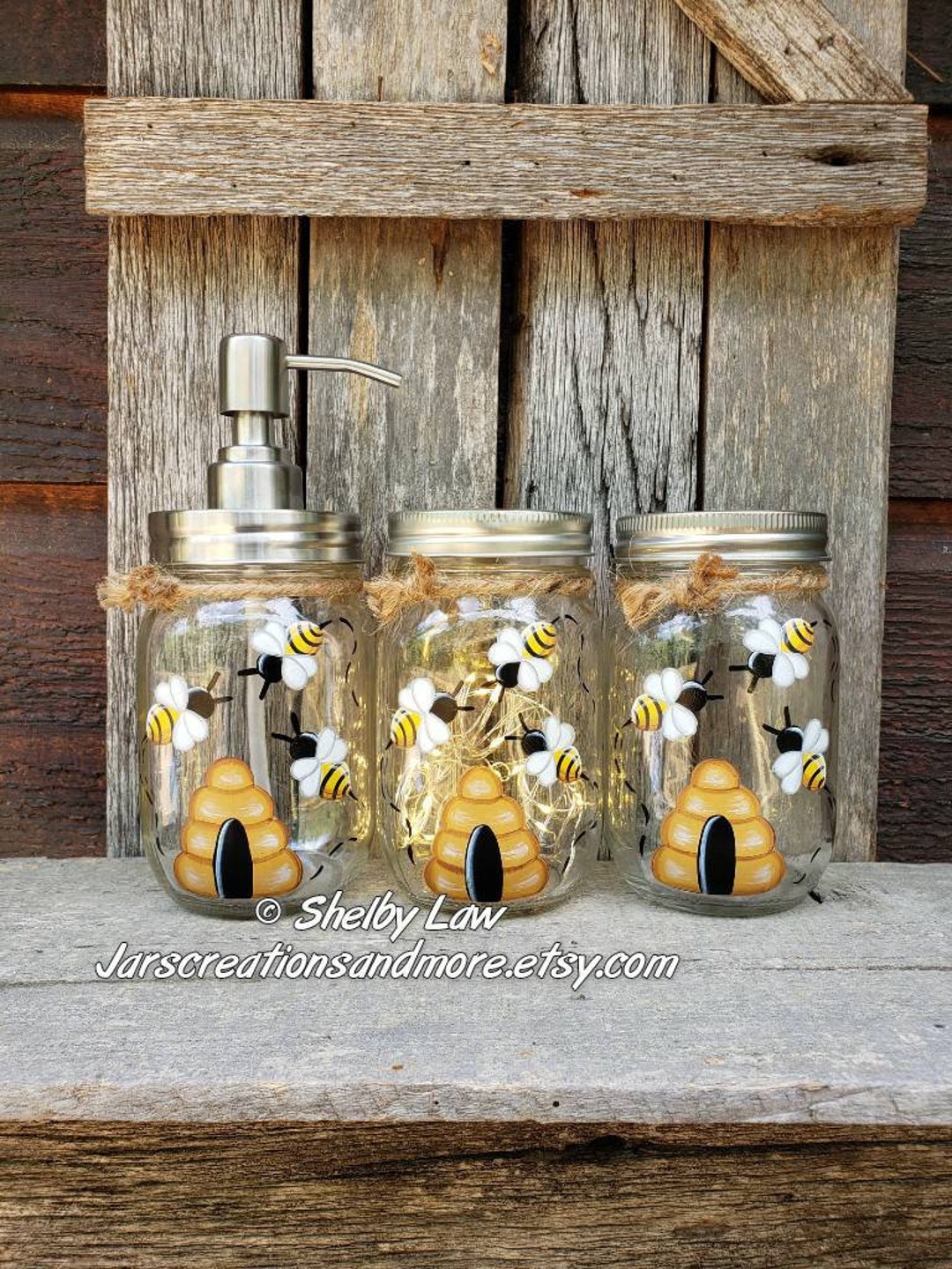 Bees and Hive,handpainted Pint Mason Jar With Choice of Assorted Lids ...