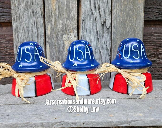 Patriotic Insulator, Handpainted Insulator, 4th of July Decor ...