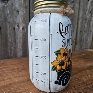 Farm Fresh Sunflowers, Handpainted Mason Jar Vase, Sunflower Decor ...