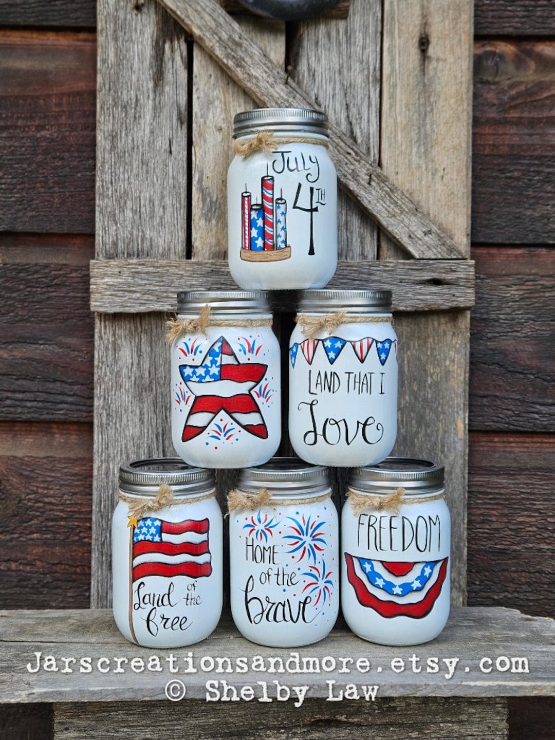 Patriotic Painted Mason Jars, 4th of July Decor, American Flag ...