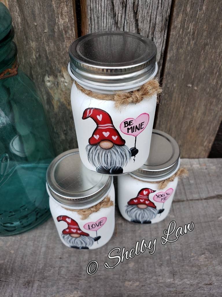 Valentines Day Gnome Mini Mason Jar Love Perfect Mason | Etsy