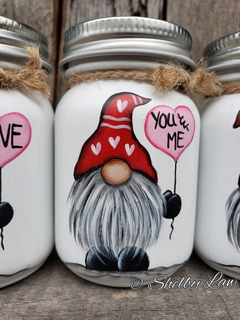Valentines Day Gnome Mini Mason Jar Love Perfect Mason | Etsy