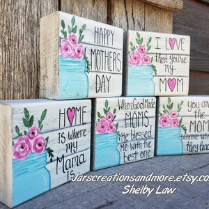 Mothers Day Decor, Handpainted Wood Blocks, Tiered Tray Decor, Mothers ...