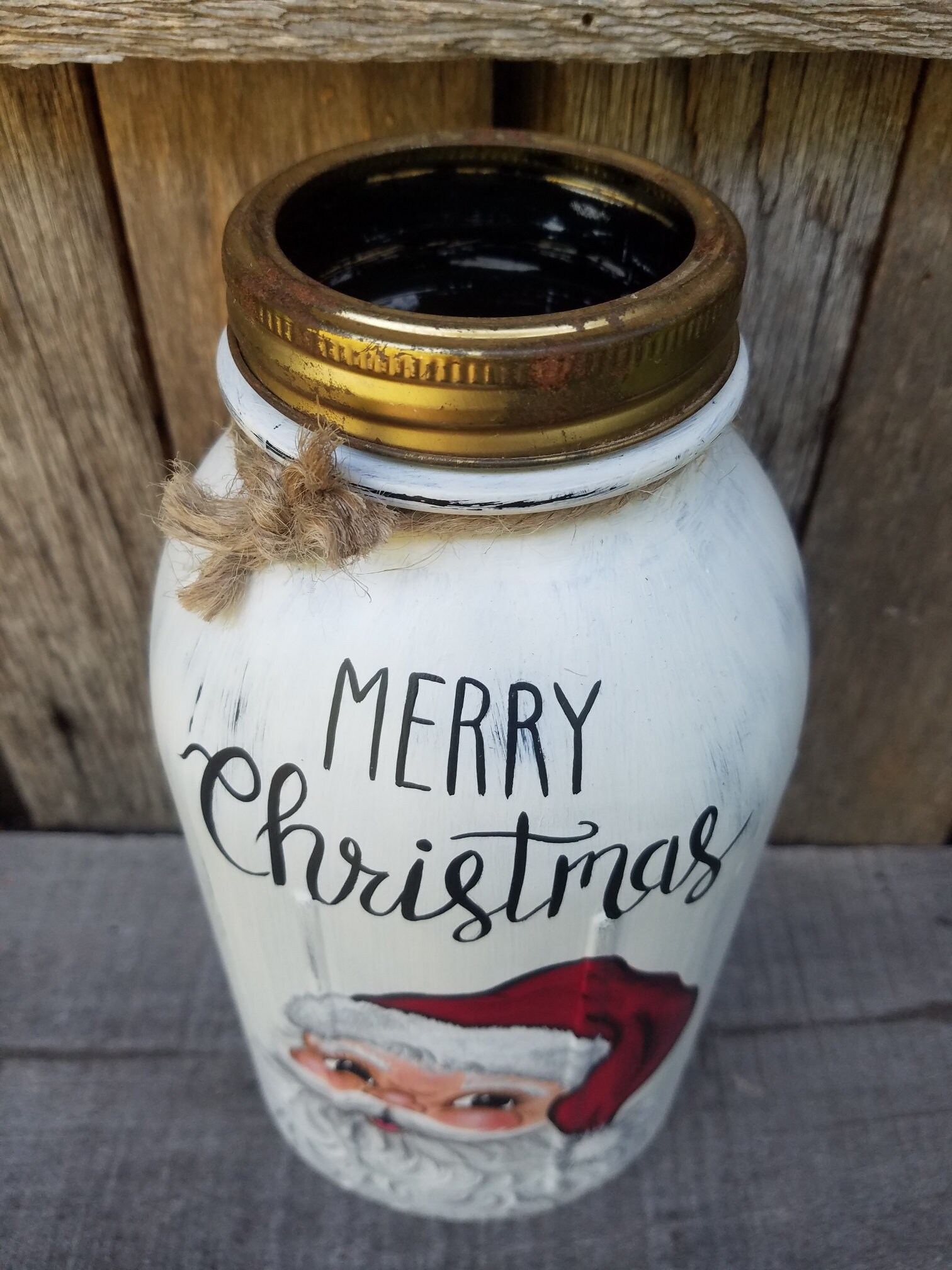 Merry Christmas Santa Mason Jar Christmas Mason Jar Santa | Etsy