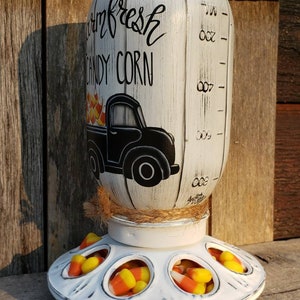 Farm Fresh Candy Corn Handpainted Quart Mason Jar Chicken Feeder, Candy ...