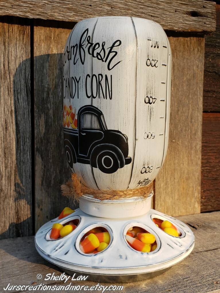 Farm Fresh Candy Corn Handpainted Quart Mason Jar Chicken - Etsy