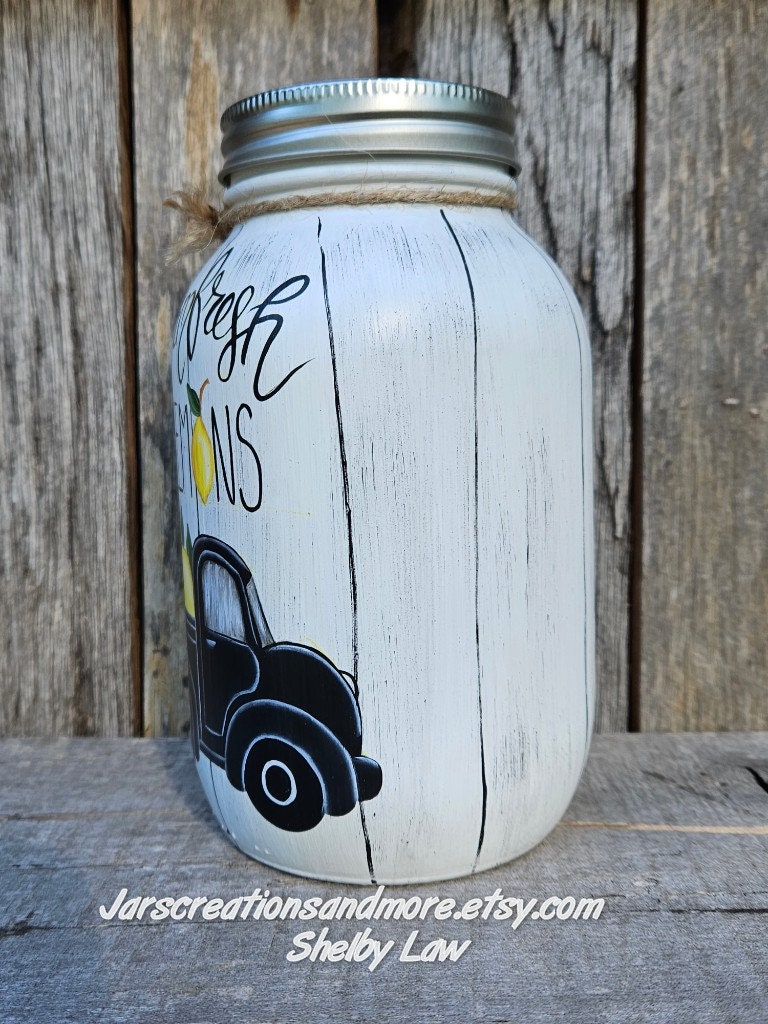 Farm Fresh Lemon Truck Jar Quart Size Jar - Etsy