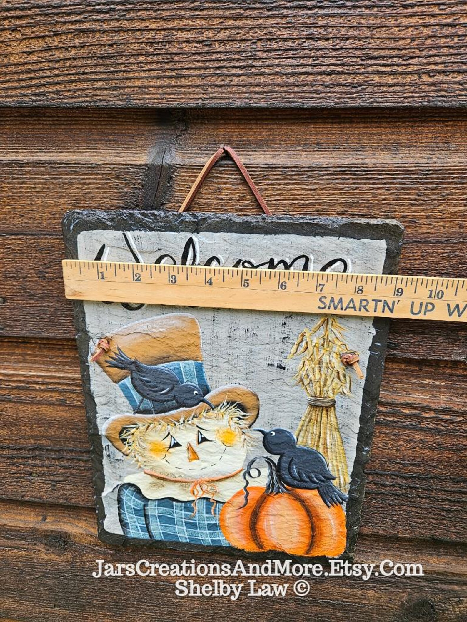Scarecrow Handpainted Welcome Slate - Etsy