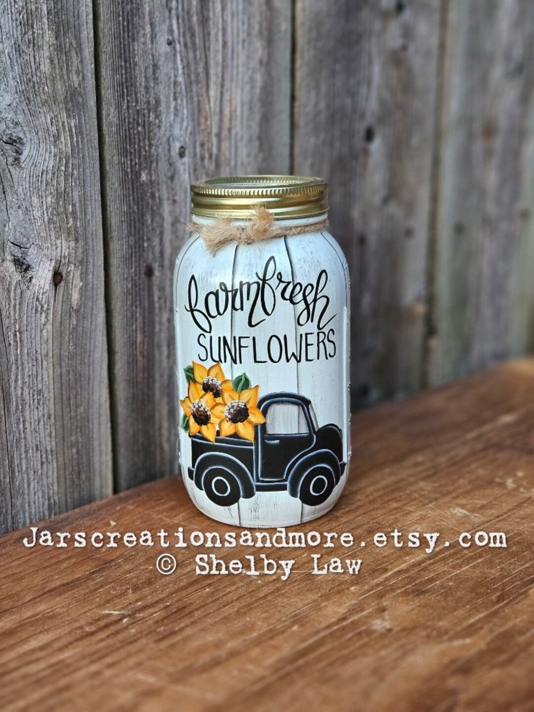 Farm Fresh Sunflowers, Handpainted Mason Jar Vase, Sunflower Decor ...