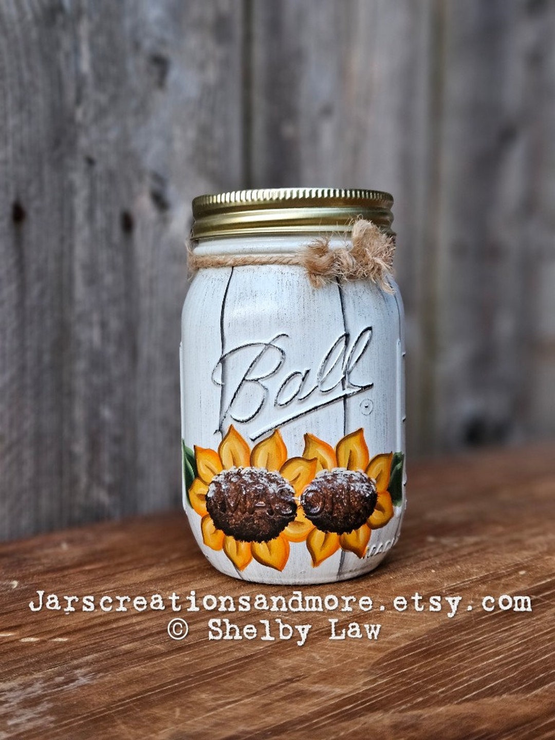Sunflower Handpainted Pint Mason Jar Vase - Etsy