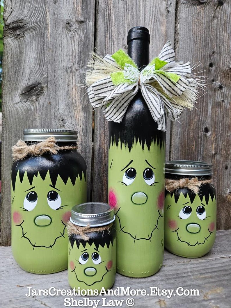 Handpainted Frankenstein Mason Jar: Halloween Decor - Etsy