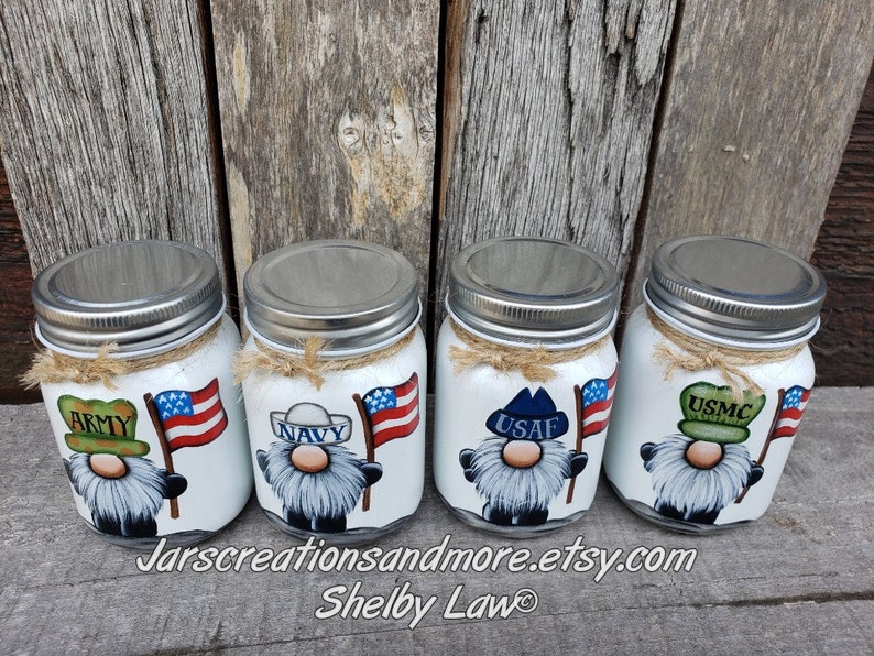 Military Gnome Mini Mason Jars 3 Inches Tall Sold - Etsy