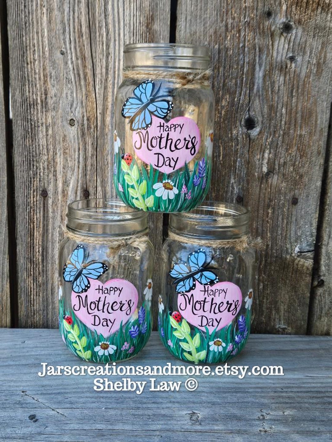 Mothers Day Lighted Handpainted Pint Mason Jar, Mothers Day Gift, Happy ...