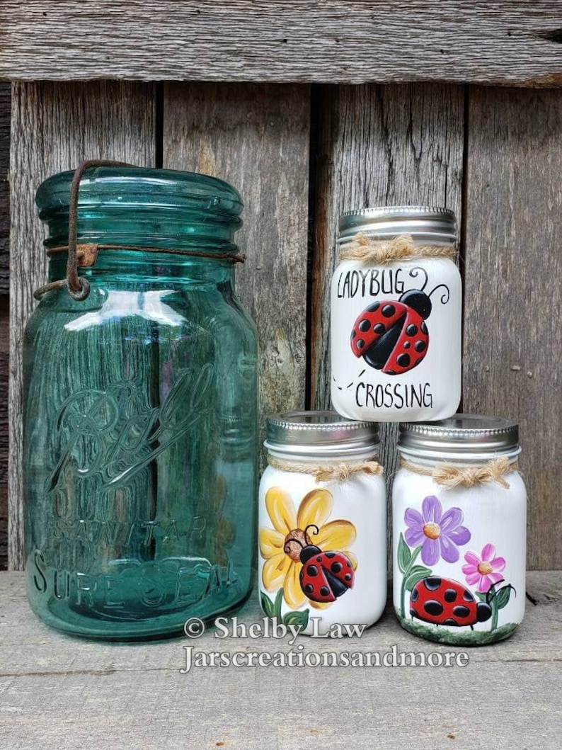 Ladybug Themed Mini Mason Jars Tiered Tray Decor - Etsy