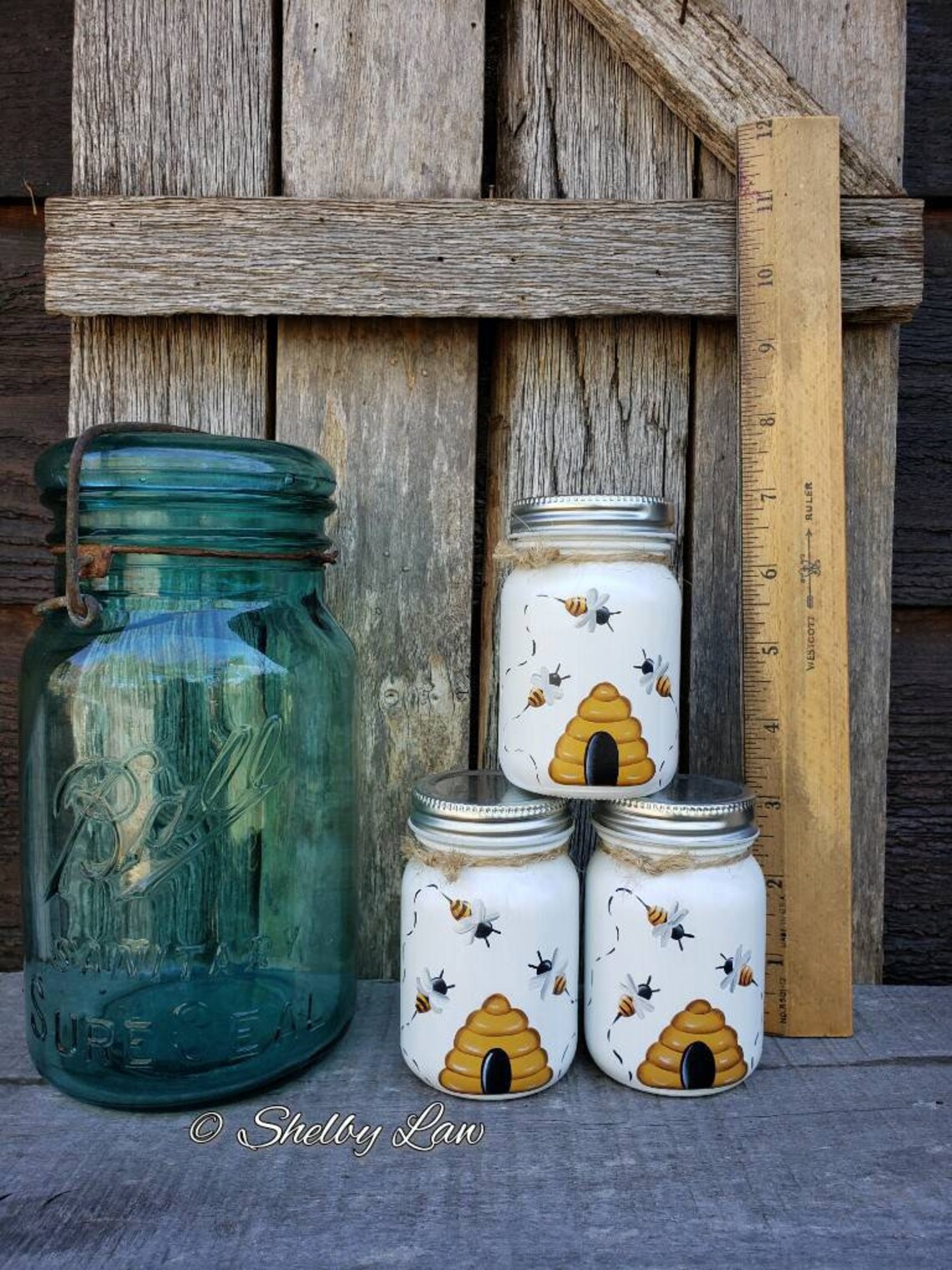 Bee Hive Mini Mason Jar Bee Decor Tiered Tray Decor - Etsy