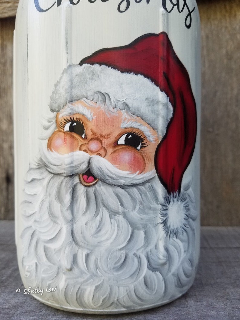 Merry Christmas Santa Mason Jar Christmas Mason Jar Santa | Etsy