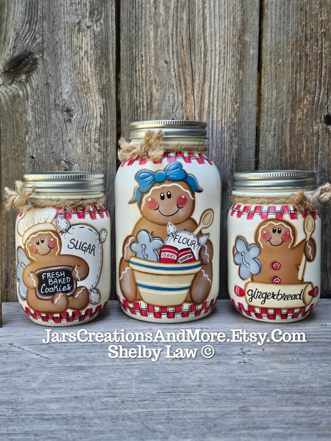 Handpainted Gingerbread Man Mason Jar Centerpiece: Kitchen Decor ...