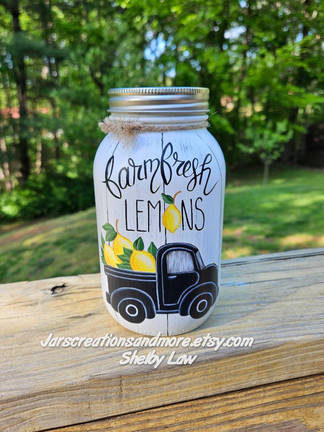 Farm Fresh Lemon Truck Jar, Quart Size Jar, Lemon Decor, Mason Jar ...