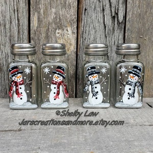 Snowman Salt and Pepper Shakers Set Handpainted Snowmen - Etsy