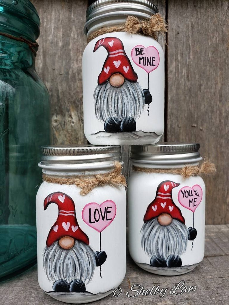 Valentines Day Gnome Mini Mason Jar Love Perfect Mason | Etsy