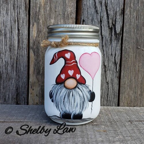 Valentine's Day Gnome Quart Mason Jar Personalized Gift - Etsy